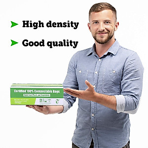 Compost Bags, Compostable Trash Bags 3 Gallon Compostable Bags 100 Count Small Compost Bags for Countertop bin Extra Thick 0.71 Mil. ASTM D6400 Certified By BPI and TÜV AUSTRIA
