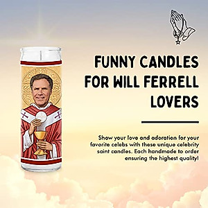 Will Ferrell Celebrity Prayer Candle - Funny Saint Candle - 8 inch Glass Prayer Votive - 100% Handmade in USA - Novelty Celebrity Gift
