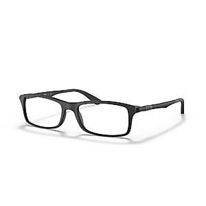 Ray-Ban RX7017 Rectangular Prescription Eyeglass Frames, Black On Green/Demo Lens, 54 mm