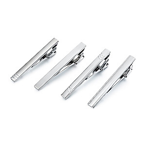 Fashion Tie Clip for Men - 4 Pieces of Silver Tone Tie Bar Set by AnotherKiss