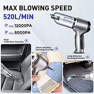 Saker Handheld Vacuum Cleaner Car - Wireless Mini, 3 in 1 Multifunctional Brushless Motor 12000PA High Power with USB,Portable Handheld Car Vacuum Cleaner for Keyboard Cleaning,Outdoor and Pet Hair