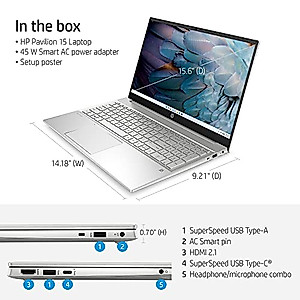 HP Pavilion 15.6" FHD Touchscreen Laptop, AMD Ryzen 7-5825U Processor (Beat i7-1180G7),32GB RAM, 1TB PCIe SSD, Wi-Fi 6, Backlit Keyboard, HDMI, Webcam, Bluetooth, Windows 11 Home, Silver