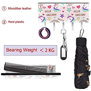 Pink Magical Unicorn Pattern Rack Organizer with 5 Hooks Wall Bathroom Kitchen Shelf Rack Multifunctional Storage Shelf