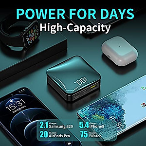T-CORE USB C Portable Charger 22.5W Fast Charging,one of The Smallest and Lightest 10000mAh External Battery Compact Power Bank for iPhone14 13 11 12pro max,Samsung S20/21…-Black