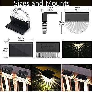 Solar Deck Lights,Fence Lights Outdoor Waterproof,Outside Step Lights Solar Outdoor Stair Lights for Garden,Patio,Stair,Driveway,Yard,Path,Terraces Railing Lights(Warm White/Color Changing) 6 Pack