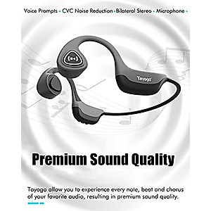 Tayogo Bone Conduction Headphones, Wireless Bluetooth Bone Conducting Earbuds, Open Ear Headset with Mic, for Running, Cycling, Yoga-Grey