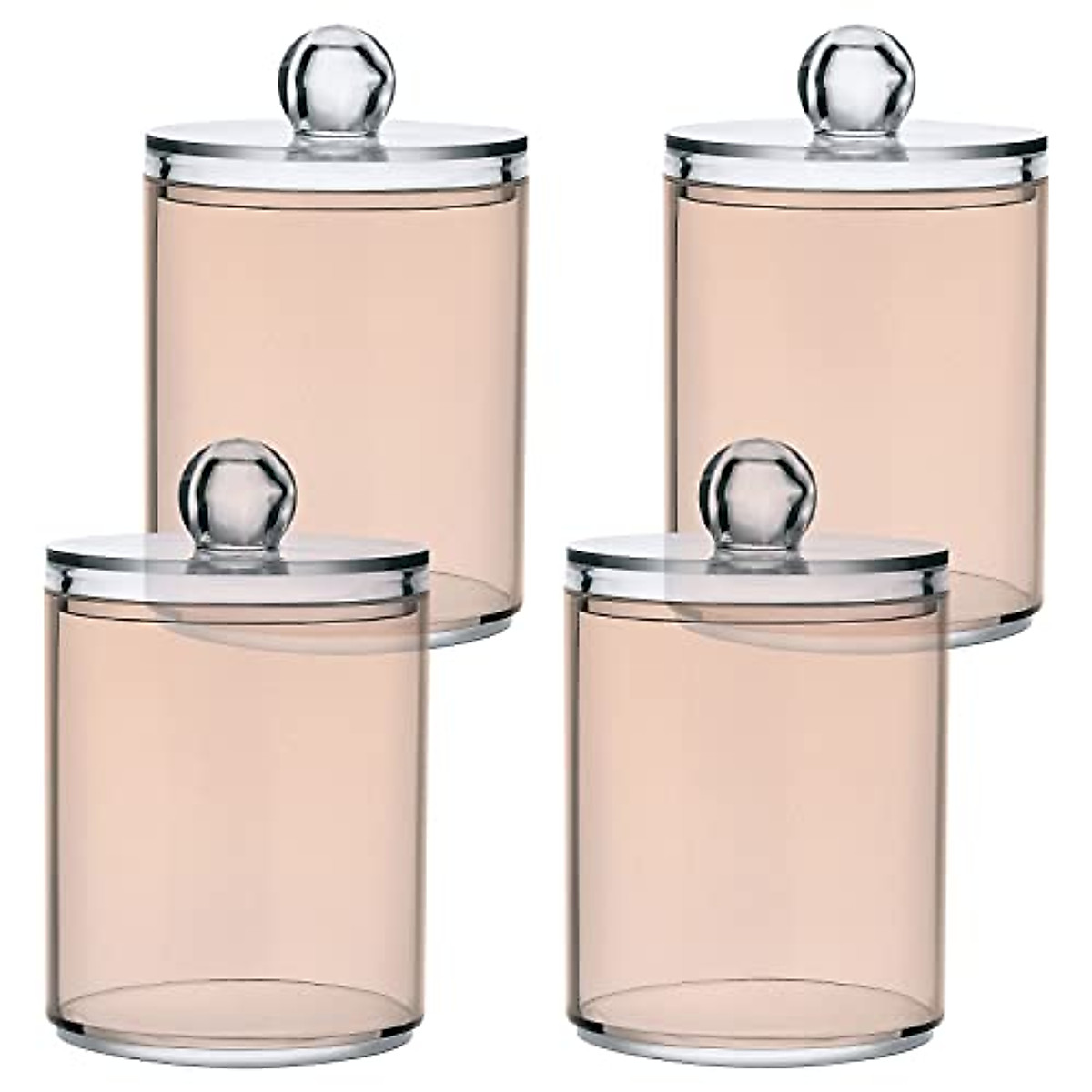 xigua Peach 2 Pack Qtip Holder Dispenser with Lid,Apothecary Jars Plastic Cotton Swabs Cans Clear Bathroom Storage Canister for Cotton Ball, Cotton Swab, Cotton Round Pads, Floss227