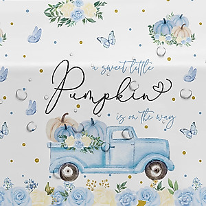 Srua Don Pumpkin Baby Shower Decorations Tablecloth Boy, Blue Little Pumpkin Baby Shower Party Supplies Table Cover, Thanksgiving Fall Pumpkin Baby Boy Decorations Table Cloth, 3 Pack (54in x 108in)