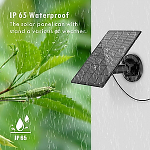 Solar Panels for DC 5V Outdoor Rechargeable Battery Camera, Solar Panel for Security Camera, Solar USB Charger with Micro USB & USB-C Port, 9.8ft Cable, Adjustable Wall Mount, IP65 Waterproof, 2 Pack