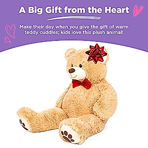 Best Choice Products 35in Giant Super Soft Plush Cuddly Teddy Bear Stuffed Animal Toy for Bedroom, Kids Playroom w/Bow Tie, Footprints - Brown