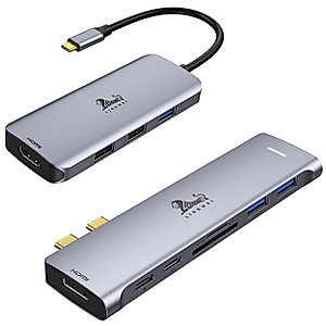 LIONWIE 6 in 1 USB C to Dual HDMI Hub Adapter, 7 in 2 USB C Hub Adapter for MacBook Pro Air 2021-2016