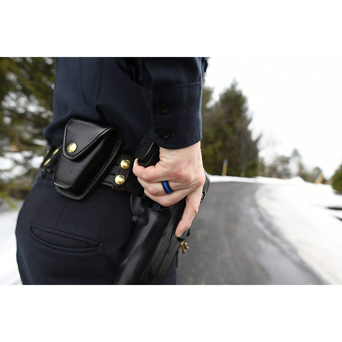 Thin Blue Line Silicone Ring