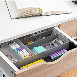 Simple Houseware Kitchen Drawer Flatware Organizer, Black/Gray