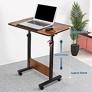 KOUPA Adjustable Mobile Standing Desk Large 16×31 in, Rolling Computer Workstation with Lockable Wheels for Home Office, 360° Flip Tilt Foldable Laptop Table Cart for Standing Sitting
