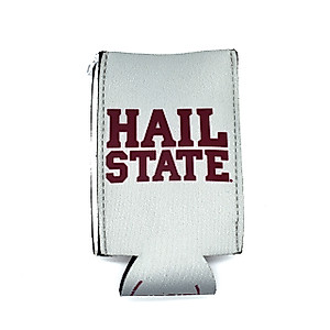 ZipSip NONMAGNET- MSU Adjustable All-In-One Coozie with Zippers for Cans, Bottles, Slim Cans, Pint Glasses, Party Cups – Can Cooler - Insolated Neoprene Sleeve - MSU Bulldogs Light Gray, Large