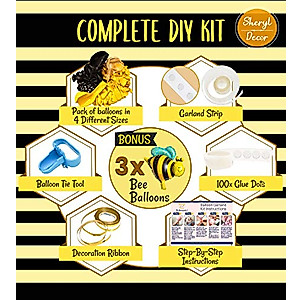 Bee Balloon Arch & Garland Kit - Mixed Yellow and Black Balloons for Bumble Bee Party - What Will It Bee Gender Reveal, Honey Bee Baby Shower, Happy Bee Day, Bee Birthday Party Decorations & Supplies