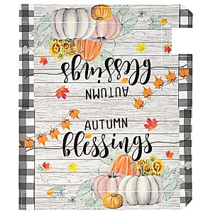 Wamika Autumn Blessing Mailbox Cover Standard Size Fall Pumpkin Sunflower Maple Leaves Magnetic Mailbox Covers Garden Yard Post Wraps Letter Box Cover Buffalo Plaid Decorations 21" L x 18" W