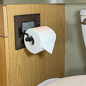 Kotinara Farmhouse Toilet Paper Holder - Hard Wood with Galvanized Metal and Black Hardware - Modern Rustic Toilet Roll Holder - Country Inspired Farmhouse Bathroom Decor Accessories