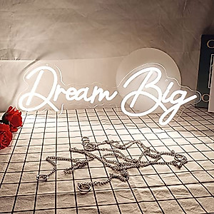 Dream big Neon Sign For Wall Decor, Neon Lights for Bedroom Led Signs, Dream Led Neon Signs For Birthday Gifts, Bar Restaurant Party Art Wall Decorative 23.2 * 7.6 Inch