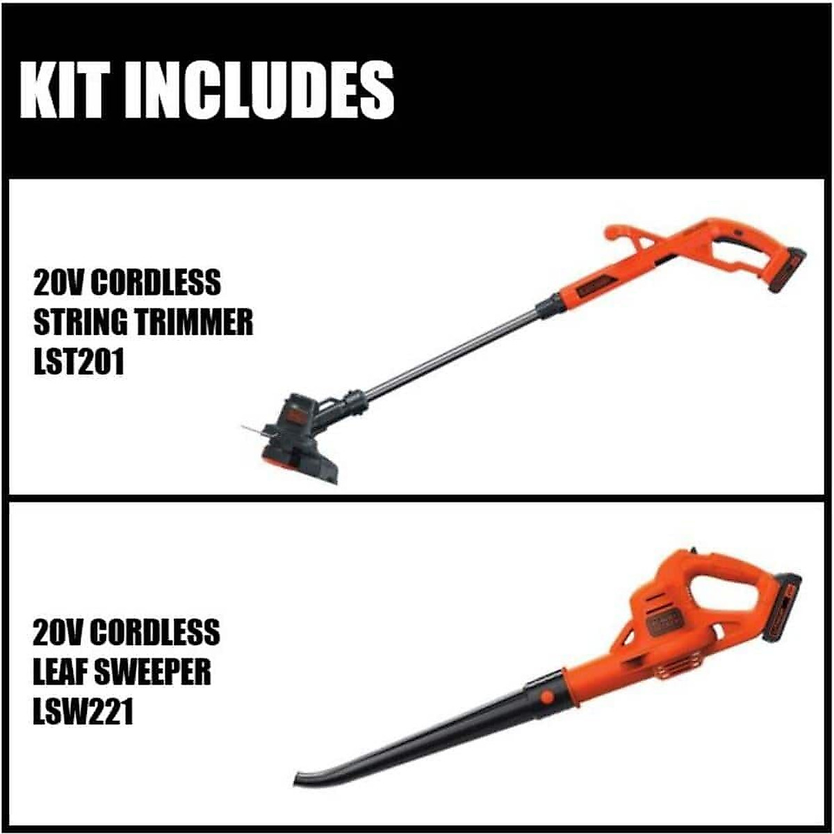 BLACK+DECKER 20V MAX* POWERCONNECT 10 in. 2in1 Cordless String Trimmer/Edger + Sweeper Combo Kit (LCC222)