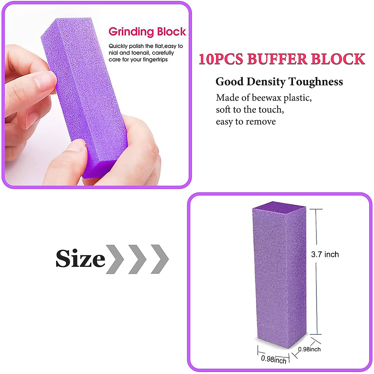 20PCS Nail File Buffer Set for Natural Nails,100 180 Grit Nail File,4 Sides 120 Grit Sanding Buffer Nail Block for Gel Acrylic Nails Professional Manicure Tool,Purple