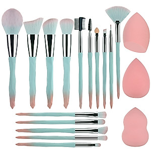 111 Pink blue gradient makeup brushes and makeup sponges set makeup brushes set natural synthetic eye shadow foundation make-up brush set professional makeup brush and tool accessories………