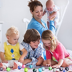 Chivao 24 Pieces Bouncy Balls 32 mm Space Theme Rubber Balls Swirl Cloud Bouncing Balls Glitter Balls Colorful Mini Bouncy Balls for Party Favors, Present Bag Filling