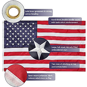 SANDEGOO Flag Pole for House with American Flag-6FT Silver Flag and Pole with Wall Mounted Bracket and 3x5 Embroidered US Flag Rustproof Tangle Flag Pole for House Yard Residential or Commercial