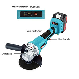 Cordless Angle Grinder Set, 18V Electric Cut-off Tool/Grinder with 2 Pack 5.0Ah Lithium-ion Battery and Charger & Carrying Case Kit, for Cutting and Grinding