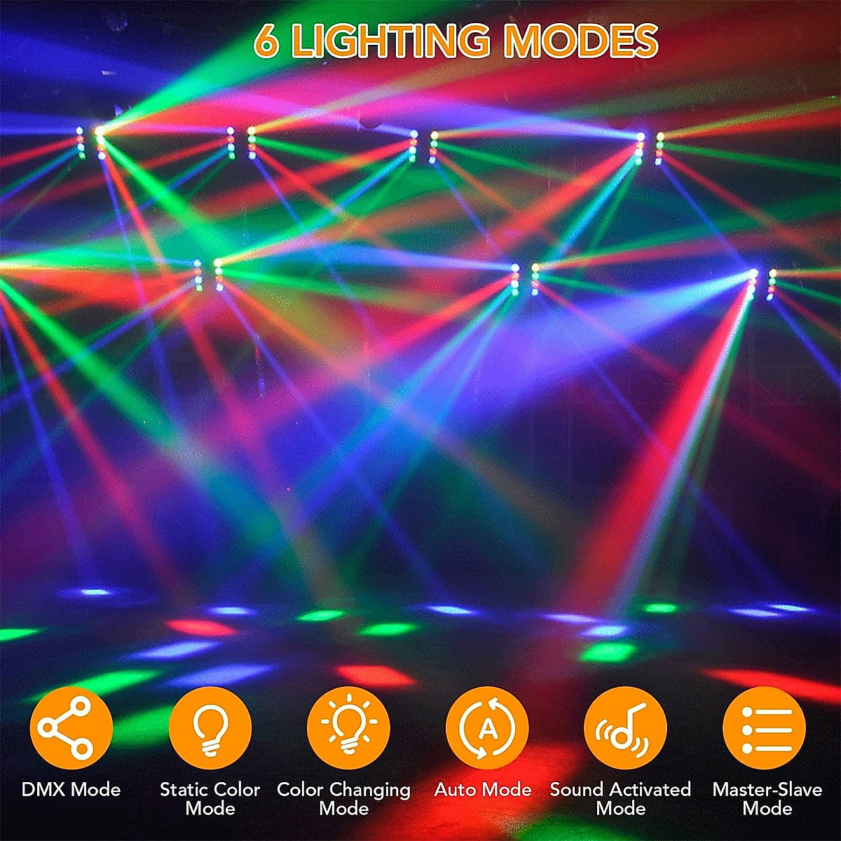 Spider Moving Head DJ Lights, Disco Party Stage Lights Indoor, Litake 8x10W RGBW Sound Activated DMX-512 Control Strobe Beam Lighting for Christmas Party Pub Festival Wedding Event Show, 2 Packs