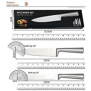 Vvinjinwujin 5 pieces ultra-sharp kitchen knife set - stainless steel knife set, chef's knife set, precise cutting, ergonomically designed, essential for the kitchen, very suitable for home cooking