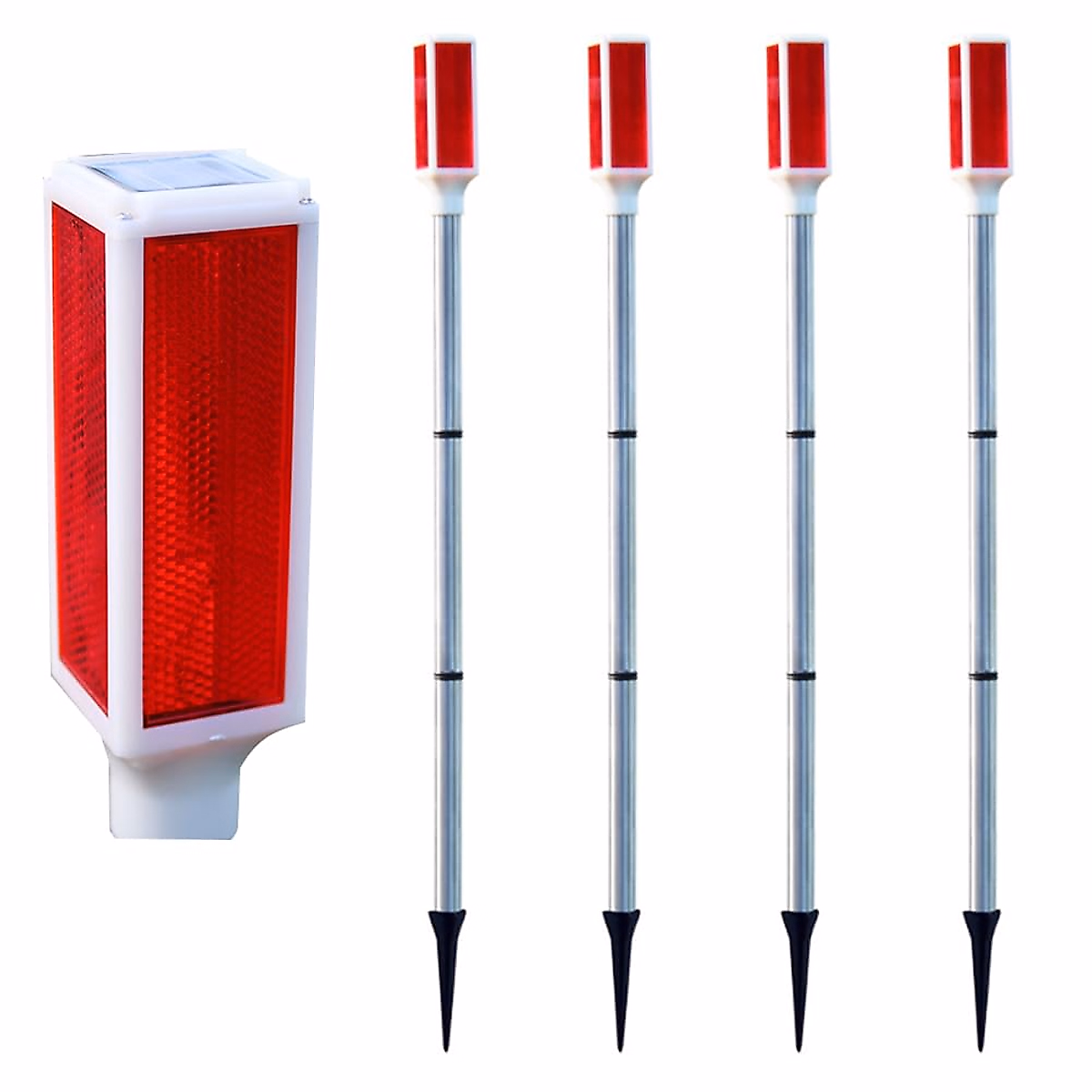 Aolyty Solar Lights Outdoor, Waterproof Driveway Markers Reflective Warning Flash Light with 2 Lighting Modes, LED Solar Light for Parking Lots, Yard, Sidewalk, Road Safety, Stop Sign, 30 Inches