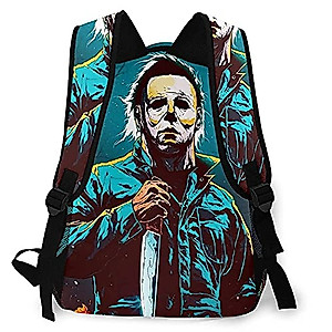 Mi-Cha-El_Myers Horror Movies Backpack Large Capacity Unisex Multifunctional Fashion SchoolBag For Teen Boys Girls