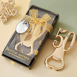 24 Pack 50th Birthday Bottle Opener for 50th Birthday Party Favors 50th Wedding Anniversaries Souvenirs Favors Gifts Table Decorations with Individual Gift Box for Guests (24, 50th)
