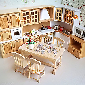 15 Pack Miniature Ceramic Doll Tea Set Dollhouse Tea Cup Set Decoration Accessories for Scale 1:12 Dollhouse Craft (Flowers)