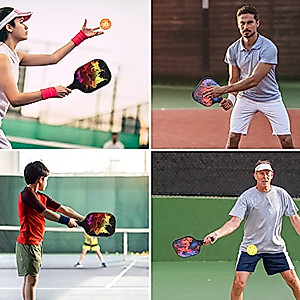 Pickleball Paddles, Pickleball Paddles Set Fiberglass Surface Polypropylene Honeycomb Core, Non-Slip Grip, Lightweight Pickleball Set of 2 & 2 Indoor Outdoor Balls & Bag