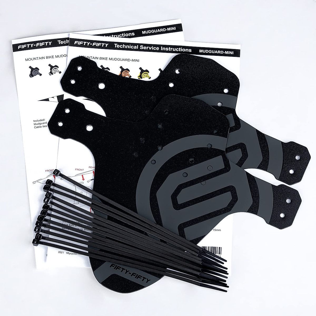 FIFTY-FIFTY 2-Pack Mountain Bike Fender, MTB Mudguard, Front and Rear Compatible Bicycle Mudguard, Fits 26", 27.5", 29", Plus Size and Fat Bike Wheel Sizes (Grey)