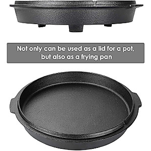 Dutch Oven, 13.2 Quart Cast Iron Dutch Oven, Pre-Seasoned Cast Iron Dutch Oven, With Lid Lifter Handle & stand, With Feet, Dual Function Lid Griddle for Cooking Camping Home BBQ