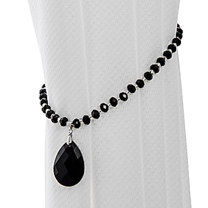 XBYZWM Handmade Magnetic Curtain Tieback,Crystal Curtain Buckle, Luxury Curtain Holdbacks,Suitable for Bedroom, Living Room (Crystal Black)