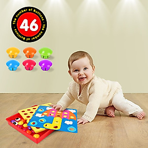 AMOSTING Color Matching Mosaic Pegboard Early Learning Educational Toys for Boys and Girls