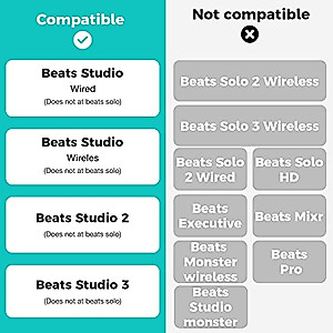 Tamicio Cushions Replacement Ear Pads for Beats Studio 2 & Studio 3 (B0501,B0502) Wired & Wireless Headphones, Earpads with with Soft Protein Leather, Noise Isolation Memory Foam (Gray)