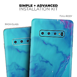 DesignSkinz Marbleized Ocean Blue Protective Vinyl Decal Wrap Skin Cover Compatible with The Samsung Galaxy S20 (Screen Trim & Back Glass Skin)
