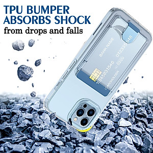 Petocase for iPhone 13 Pro Max Wallet Case 6.7in,Card Holder Slot Ultra Bling Slim Clear Flexible TPU Gel Rubber Soft Silicone Protective Phone Case for Apple iPhone 13 Pro Max Crystal Clear