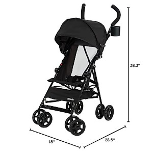 Kolcraft Cloud Lightweight Umbrella Stroller with Large Sun Canopy, Black