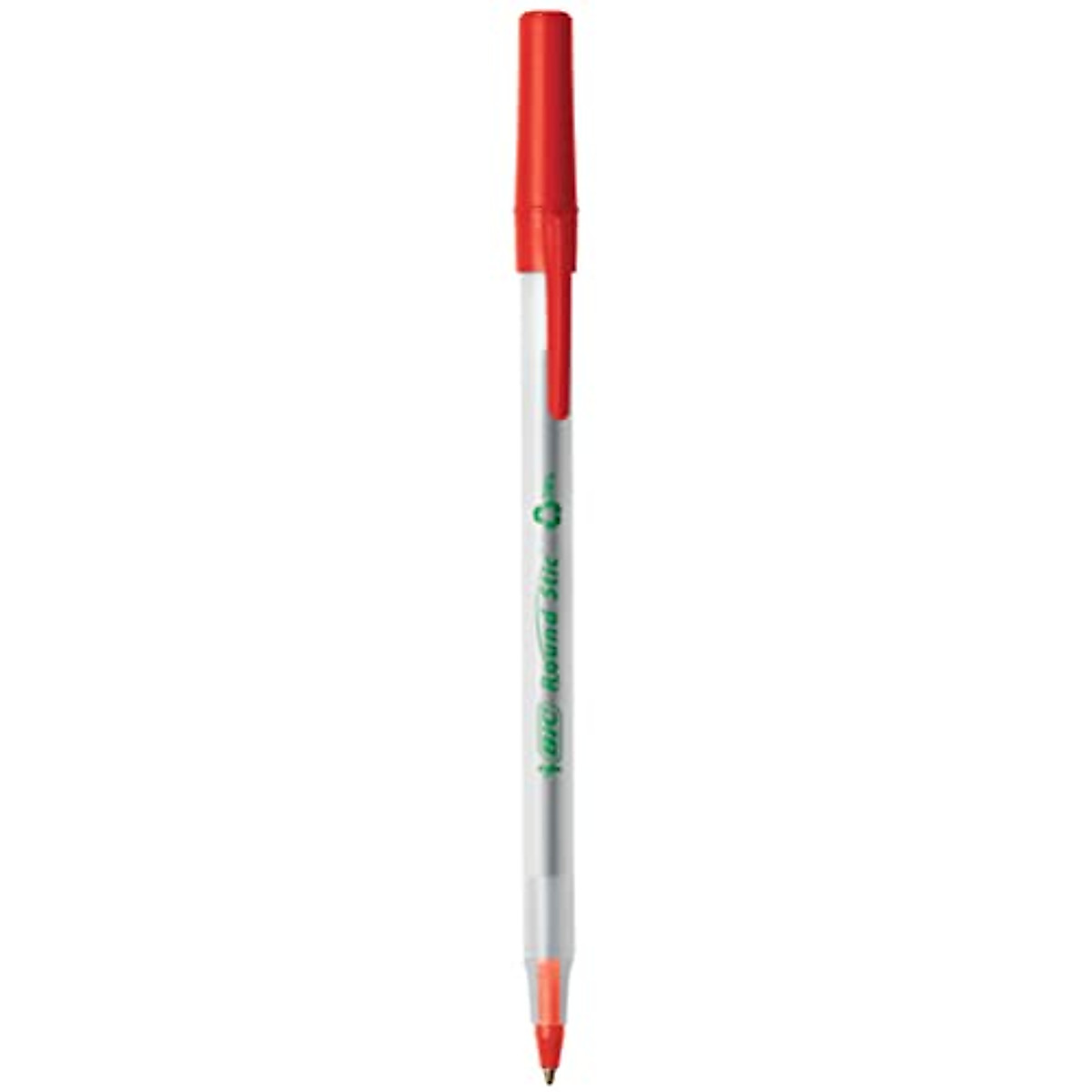 BIC ReVolution Round Stic Ball Point Red Pens, Medium Point (1.0mm), Made From 74% Recycled Plastic, Red Pens, 50-Count