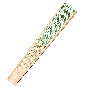 SL crafts Paper Hand Fan Folding Vintage Fans Bamboo Folded Fan Outdoor Wedding Party Gift Baby Shower Favors (Light Green, 50)