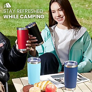 MEWAY 20oz Tumbler 2 Pack Double Wall Vacuum Insulated Travel Mug Bulk, Mix Color Stainless Steel Tumblers with Lid and Straw, Durable Powder Coated Coffee Cups for Cold & Hot Drinks（Mix Color, 2