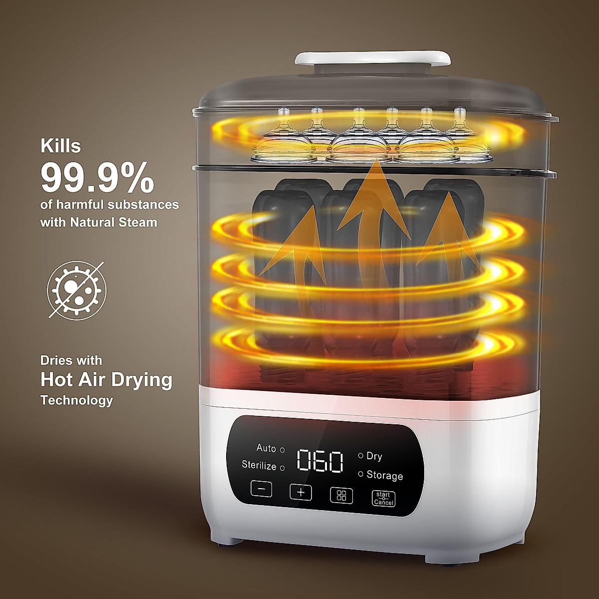 AMZBABYCHEF Baby Bottle Ste-rilizer and Dryer, Electric Steam Ste-rilizer and Dryer for Baby Bottles, 4-in-1 Bottle San-itizer and Dryer, Universal Fit for All Bottles, LED Touch Screen, Auto Shut-Off