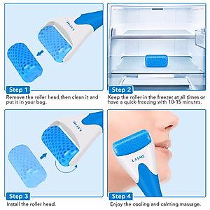 LATME Ice Roller for Face Eyes,Womens Gifts,Face Massager Roller Puffiness Migraine Pain Relief and Minor Injury (Blue)