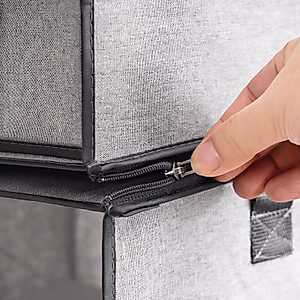 YOUDENOVA Hanging Closet Organizers and Storage, Two 3-Shelf Closet Hanging Shelves with Drawers, Canvas, Beige